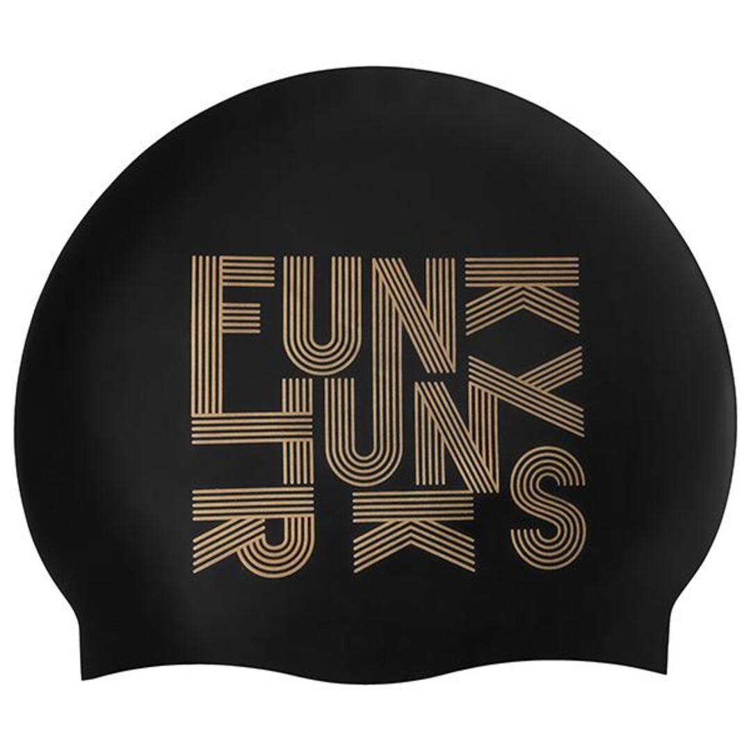 Funky Trunks Silicone Swimming Cap Gold Lines | Swim Training Gear